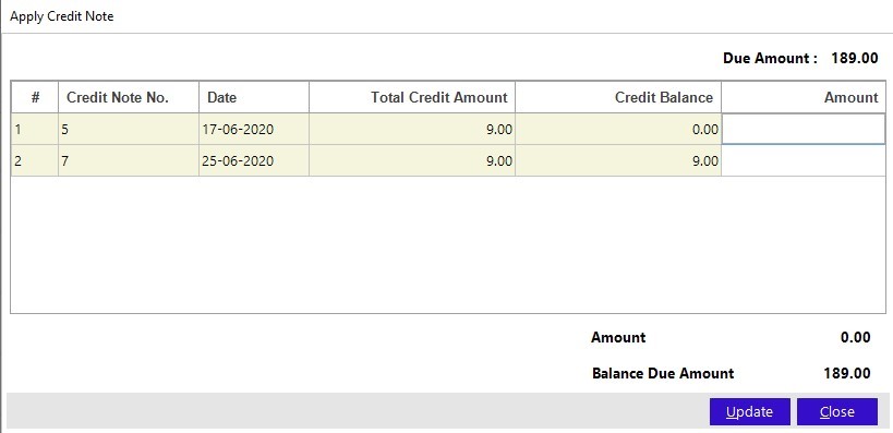 Sales invoices