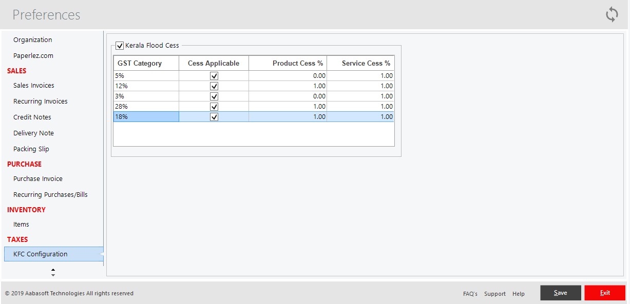 Preference settings | Free Billing Software | Accoxi