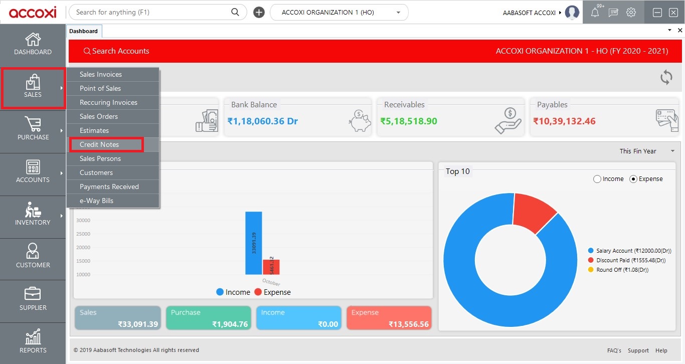 How To Create A Credit Note | Free Invoicing Software India | Accoxi