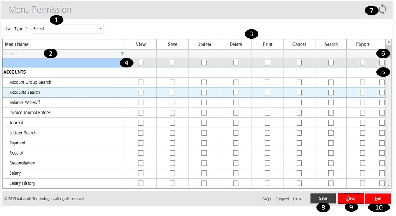 Menu Permission | Inventory Management Software | Accoxi