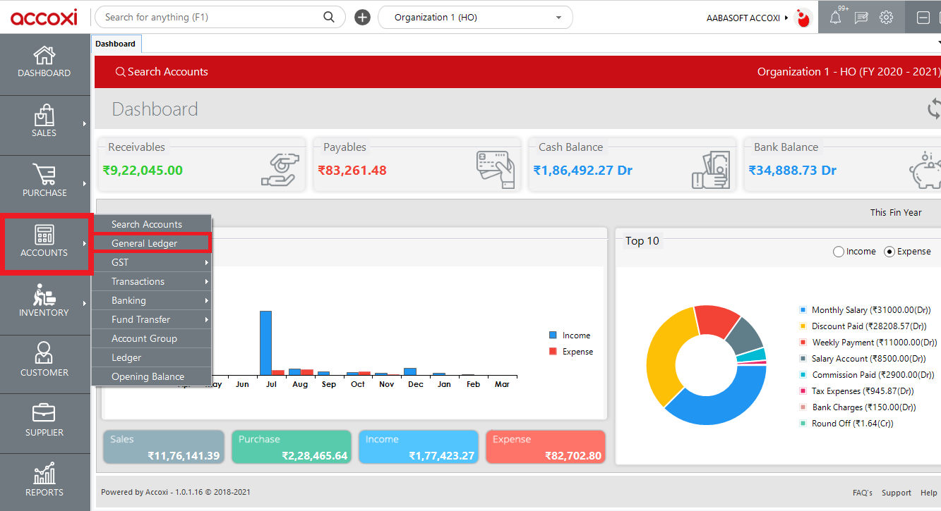 General Ledger | Free Accounting Software | Accoxi