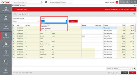 Bank Reconciliation | Free Accounting Software | Accoxi